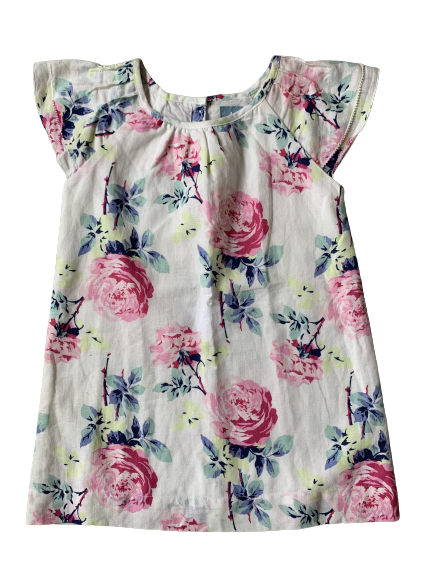 Vestido linho branco florido - Lindo Mas Pequeno